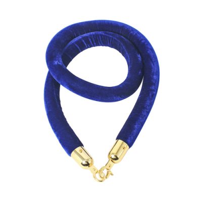 Blue Velvet Rope with Golden Hook - Golden Dolphin Supplies